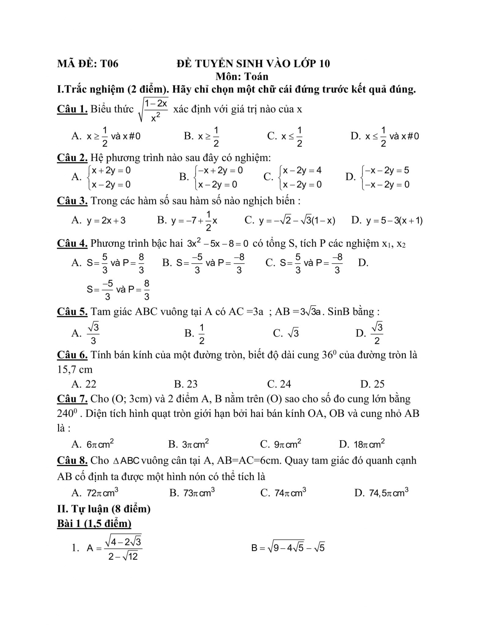 43 Đề thi tuyển sinh vào lớp 10 2020 - 2021