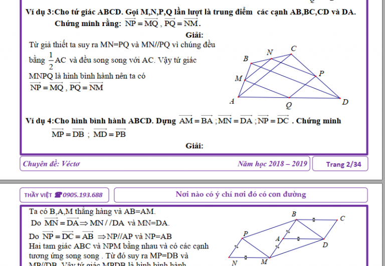 Các Bài Tập Hình Học Vecto Lớp 10 Có Đáp Án