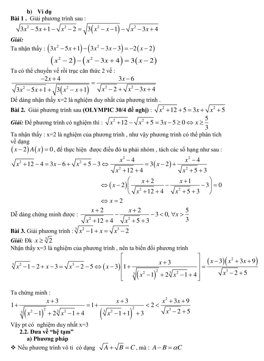 Toán 9 Phương trình vô tỉ - cơ bản và nâng cao